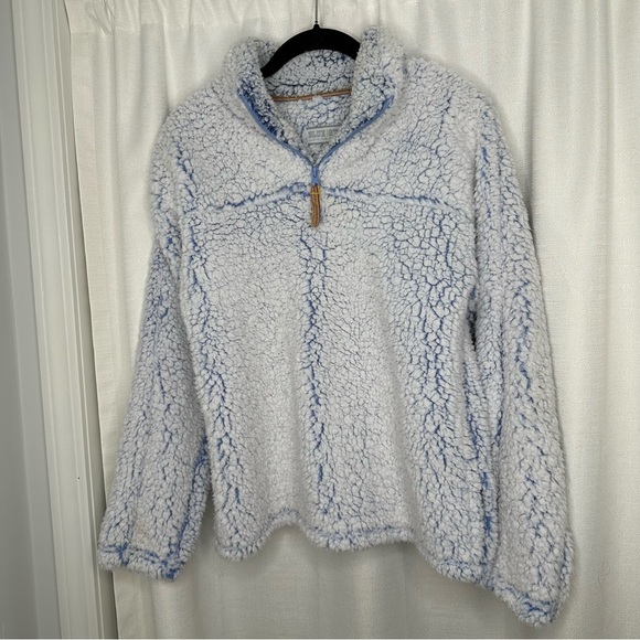Blue Star | Sweaters | Blue Star White And Blue Fuzzy Quarter Zip ...